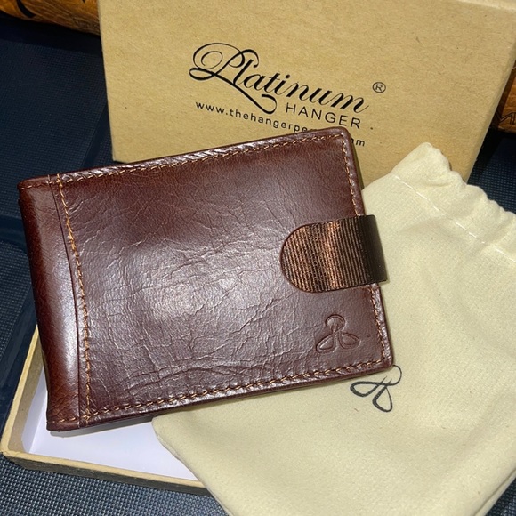 Bags | Nib Authentic Platinum Hanger Wallets Brown Leather | Poshmark